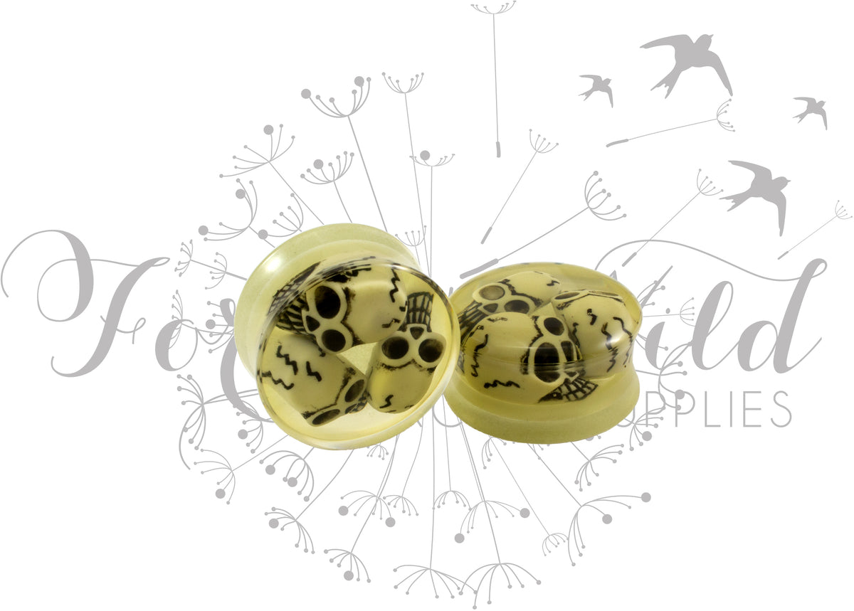 Glowing Skull Plugs ~ Pair| Forever Wild Alternative Emporium
